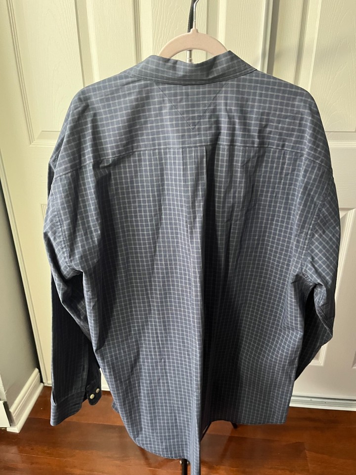 Tommy Hilfiger Gridline Blue/White Dress Shirt Sz 2XL Mens Button Down | eBay