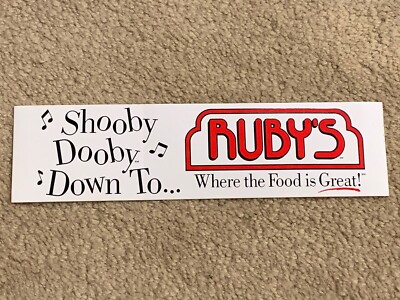 Vintage 1995 RUBY's Restaurant/Diner Bumper Sticker "Shooby Dooby Down ...