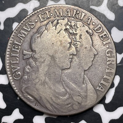 1689 Great Britain William & Mary 1/2 Crown Lot#MK301 Silver! | eBay