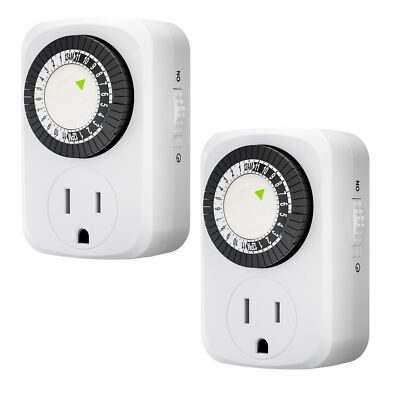 Indoor Mini 24-Hour Mechanical Outlet Timer, for Electrical Outlets, 30 ...