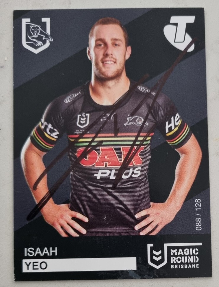 ISAAH YEO PENRITH PANTHERS SIGNED TELSTRA MAGIC ROUND CARD RUGBY LEAGUE ...