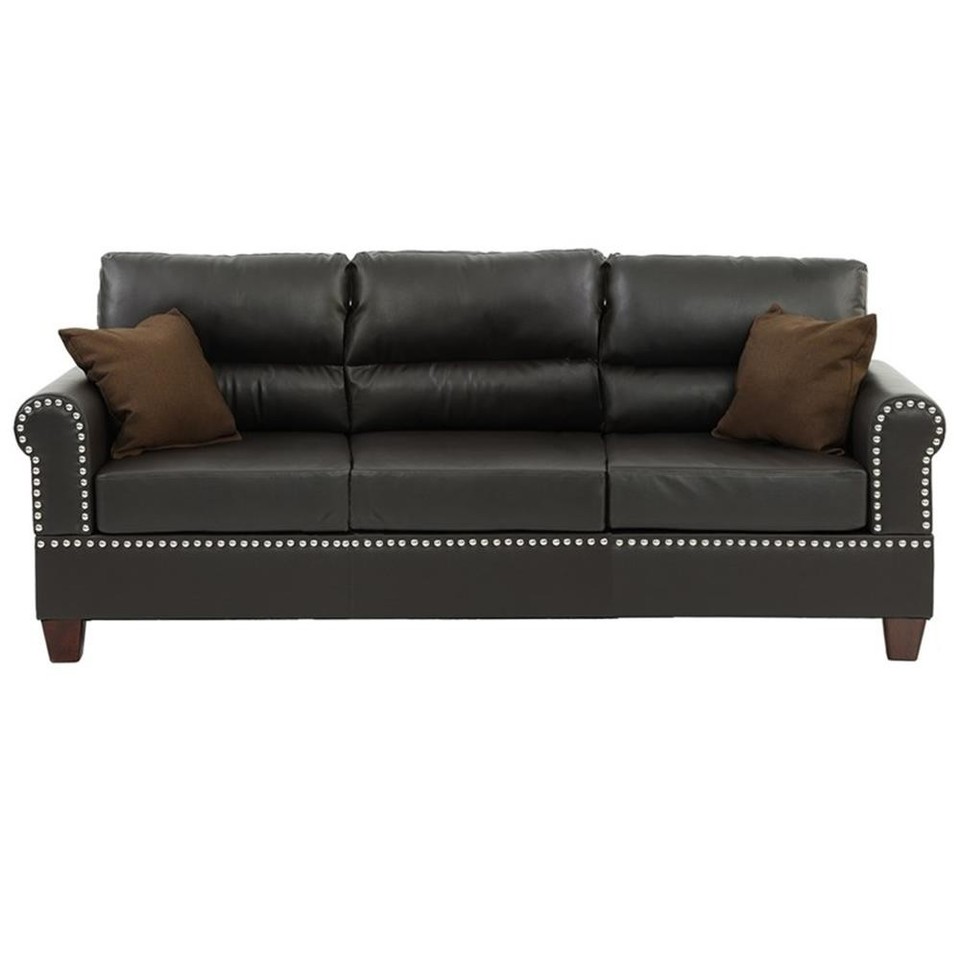 Poundex Furniture 2 Piece Faux Leather Sofa and Loveseat Set in ...