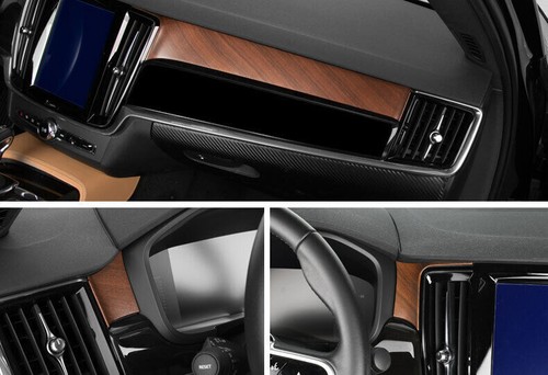 For Volvo S90 2017-2024 Brown Wood Grain Center Console Instrument Dash ...