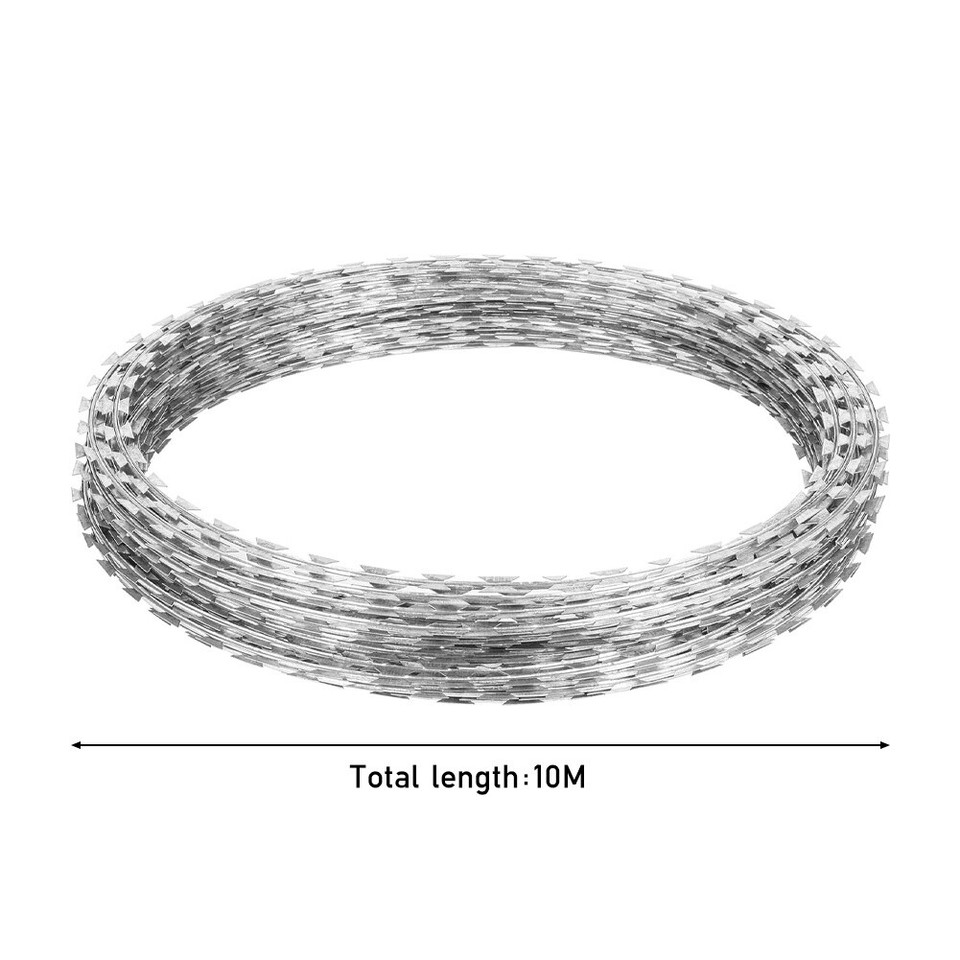 10MBarbed Razor Wire Bracket Rolls Galvanised Front Facing Wall Fence ...