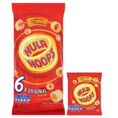 Hula Hoops Original Crisps Chips Sharing Multipack 24g x 6 Salted ...