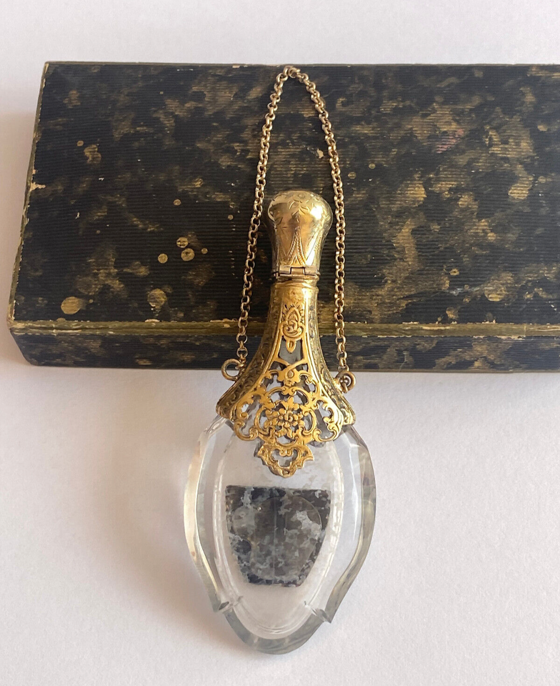 Antique Victorian Solid Silver Poison Medicine Doctors Bottle Crystal ...