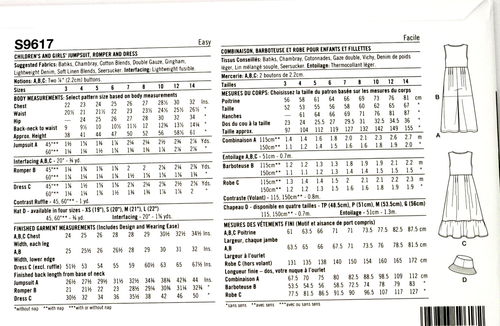 Simplicity 9617 Children's and Girls' Jumpsuit, Romper and Dress Sz 3-6 ...