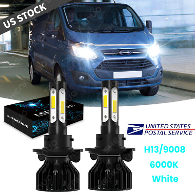 FOR FORD TRANSIT CONNECT 2010-13 2x LED Headlight 9008 White Bulbs High ...