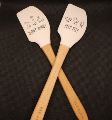 Rae Dunn Easter Spatulas "HUNNY BUNNY" "PEEP PEEP" Chicks Wooden ...