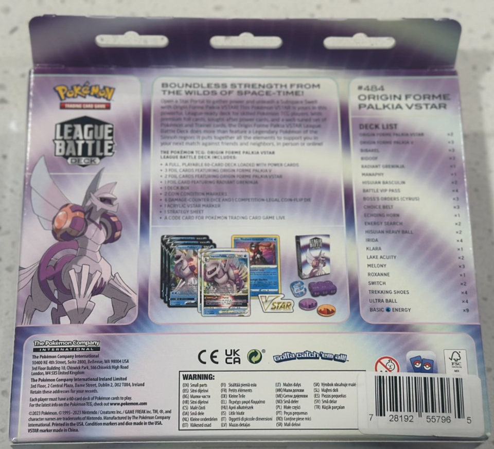 Pokémon TCG: Origin Forme Palkia VSTAR League Battle Deck Box ...