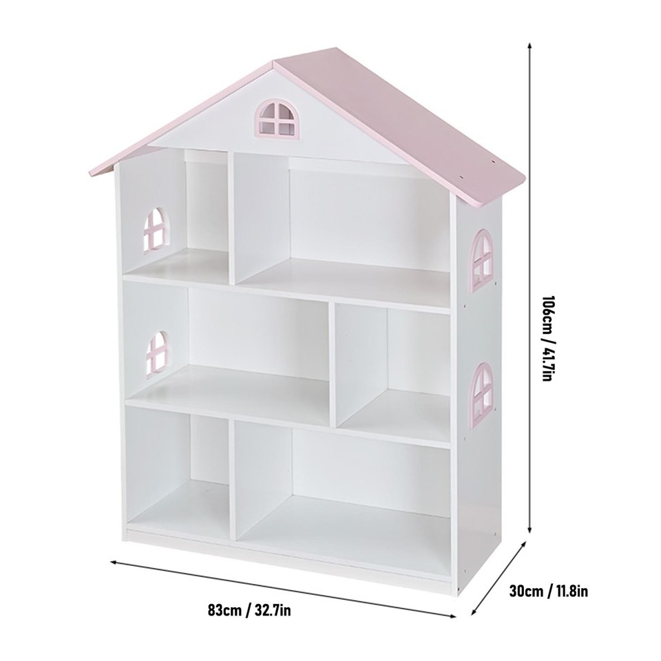 Kids House Shaped Bookshelf Storage Cabinet Toy Dollhouse Creative ...