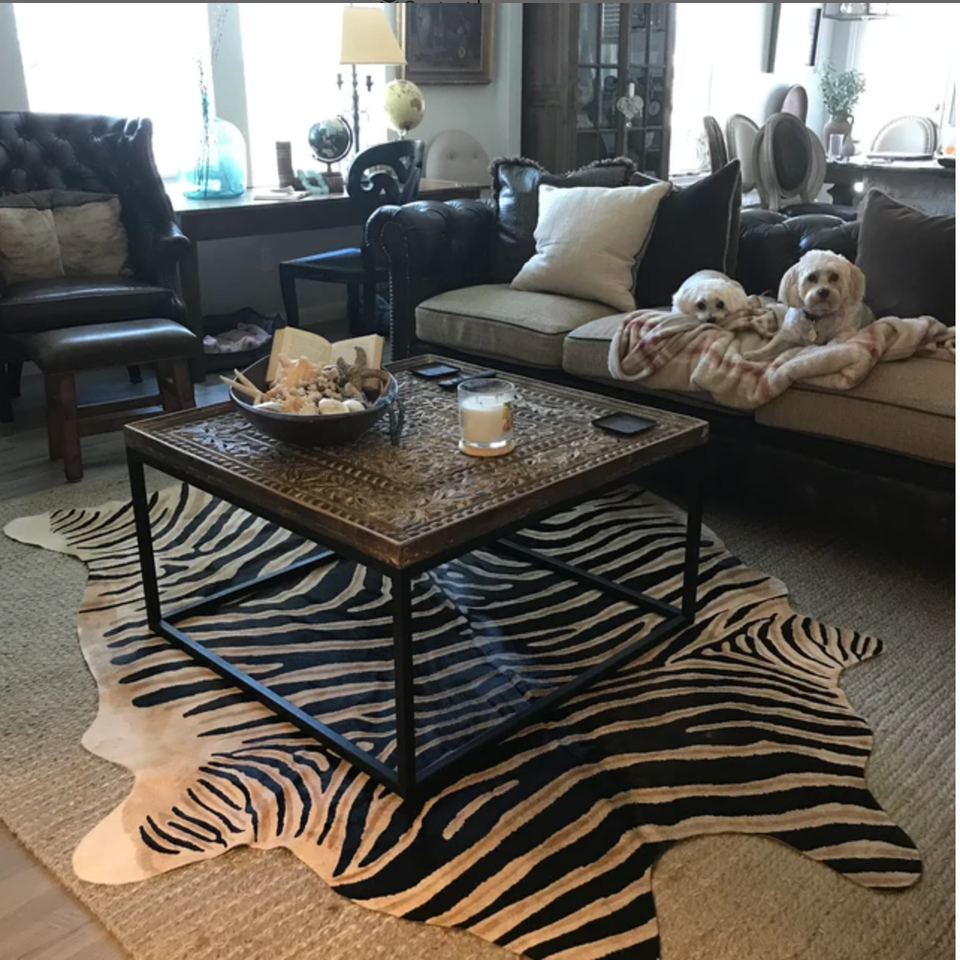 Zebra Print Cowhide Rug Size: 7 X 6' Genuine Zebra Print Cow Hide Rug ...