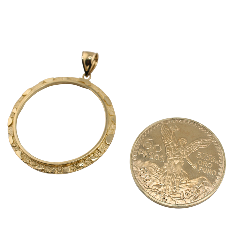 10k Centenario Coin Charm Gold 50 Pesos 1947 Mexico Coin & Nugget Bezel ...