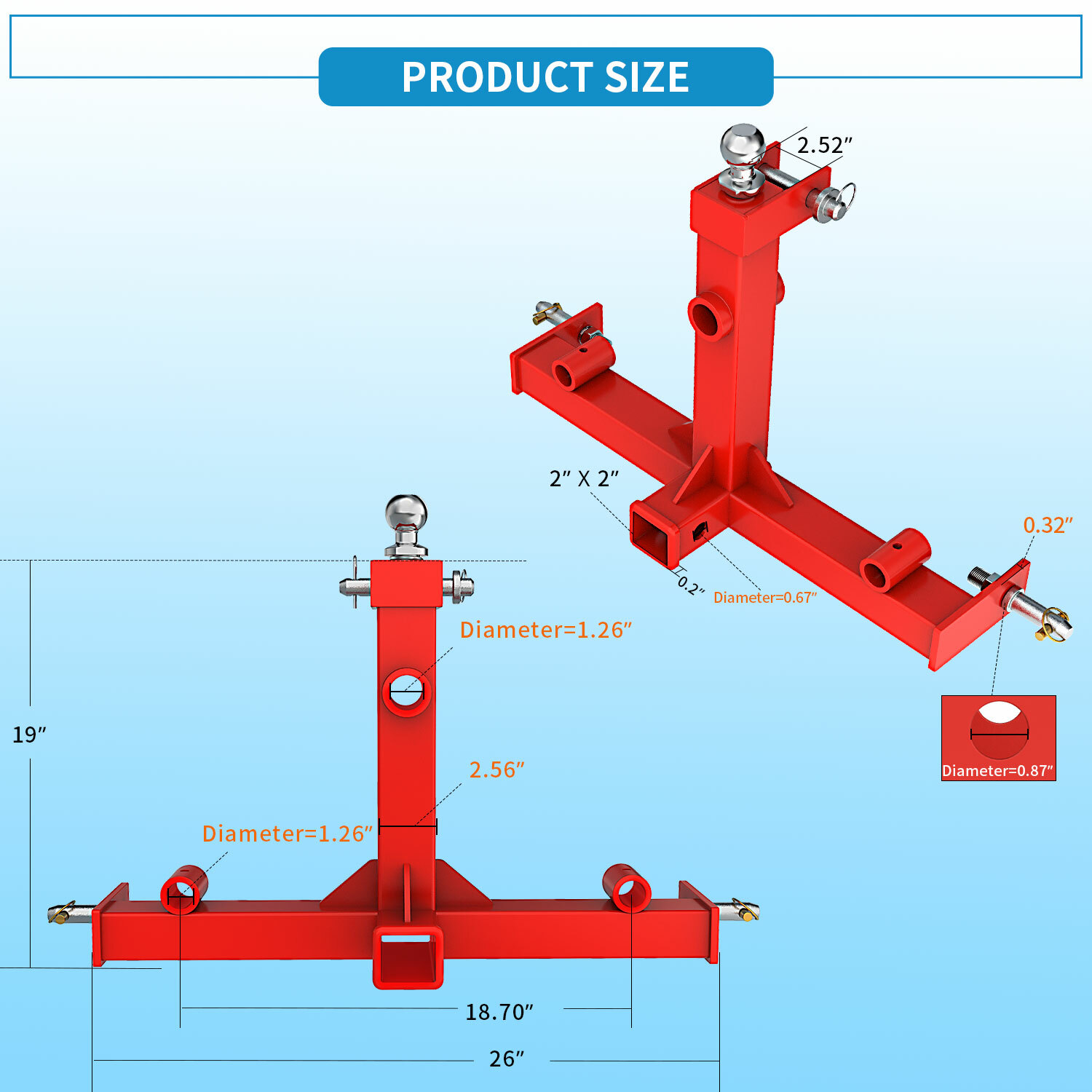 3 Point Gooseneck Receiver Hitch Trailer Mover Ball Drawbar CAT 1 Spear ...