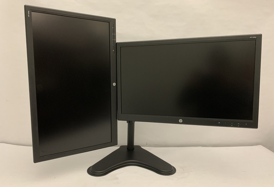 HP V241p 24" Widescreen LED Dual Monitors 1920 x 1080 + NEW DUAL STAND ...