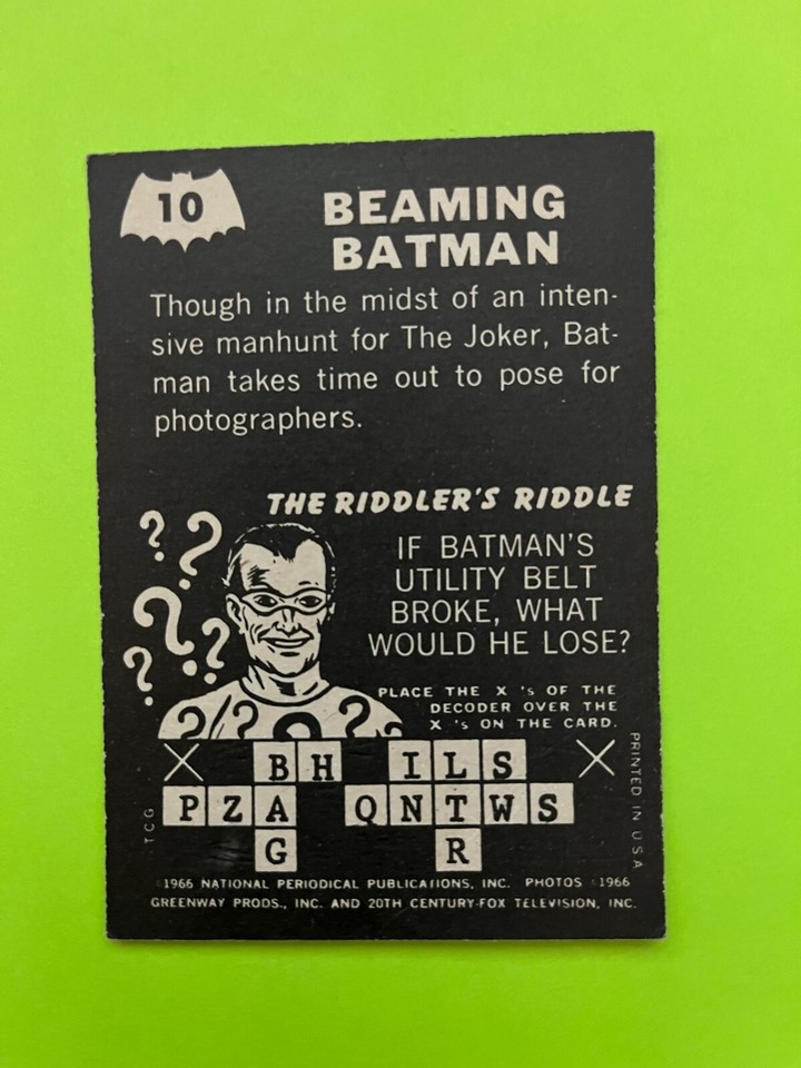 1966 Topps Batman Riddler Back #10 Batman Vg | eBay