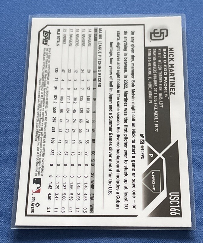 2023 Topps Chrome Update #USC166 Nick Martinez San Diego Padres | eBay