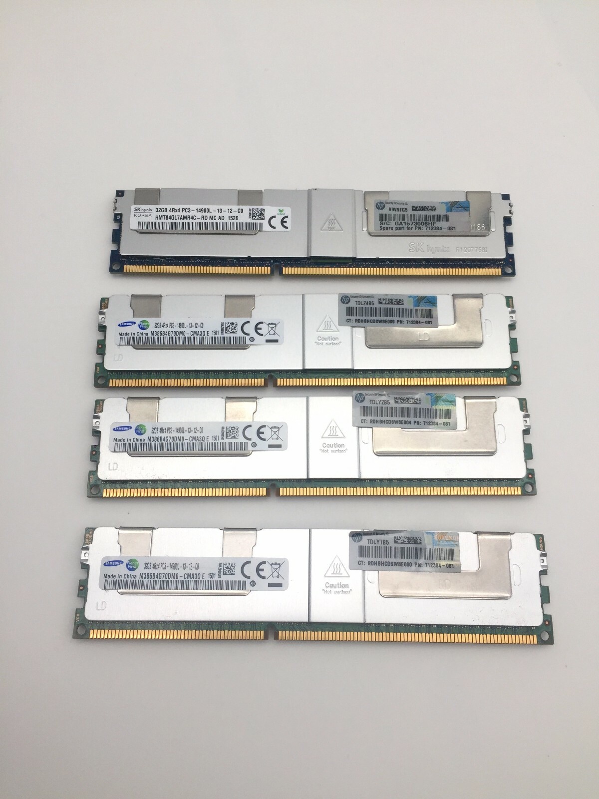 4 RAM ORIGINALI HP PN 712384-081 708643-B21 32GB 4Rx4 DDR3-14900L 128GB ...
