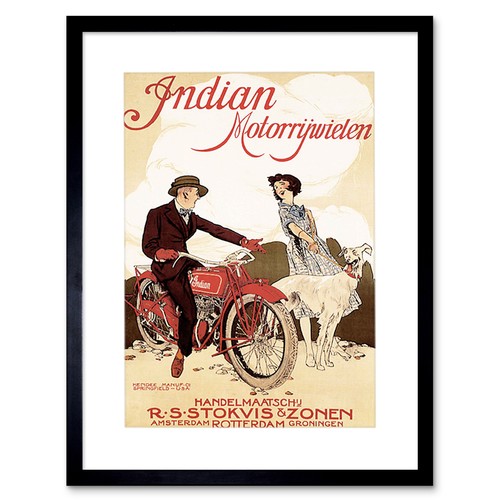 Vintage Ad Motorcycle Dutch Indian Framed Art Print Picture Mount 12x16 ...
