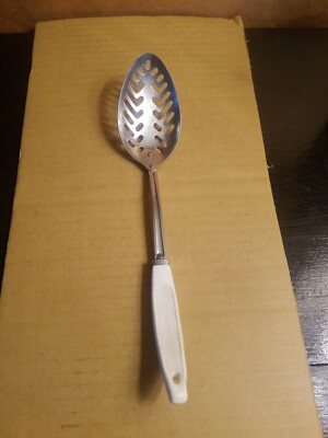 Vintage Ecko White Slotted Serving Spoon Chrome Plated 12” EUC USA | eBay