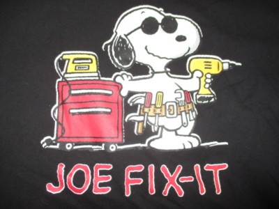 Vintage Peanuts Label SNOOPY "JOE FIX IT" TOOL GUY (MED) T-Shirt | eBay