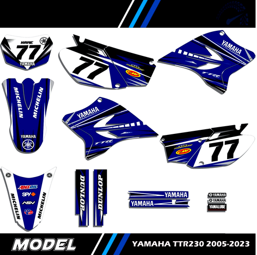 KIT GRAPHICS FOR YAMAHA TTR 230 2005 2006 2007 TO 2023 DECALS STICKERS ...