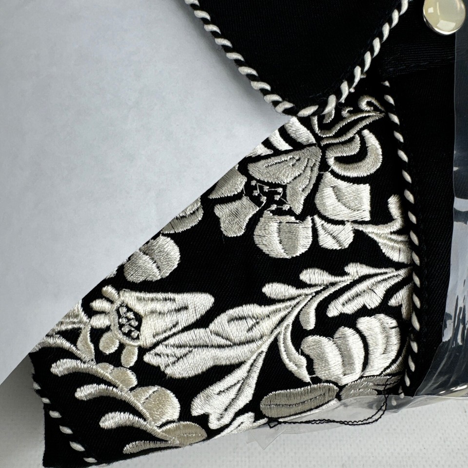 Scully Gunfighter Western Shirt Mens L Silver on Black Pearl Snap Smile ...