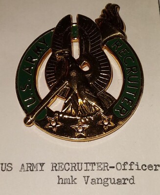 Vintage US Army Recruiter Officer Gold Badge Pin Insignia Vanguard ...