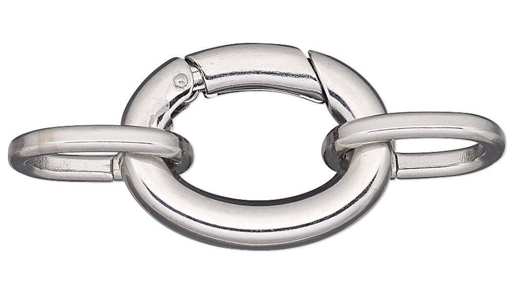 Clasp, Self Closing, 2 Stainless Steel 21x16mm OVAL Hinged Bail w/ Jump ...