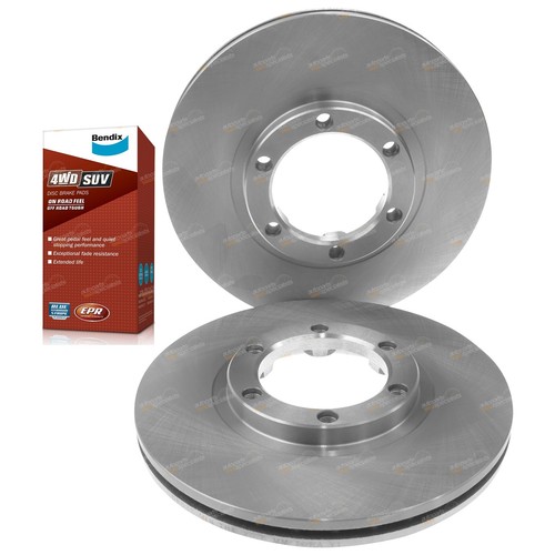Front Disc Rotors + Bendix 4WD Brake Pads for Jackaroo UBS17 UBS55 1988 ...