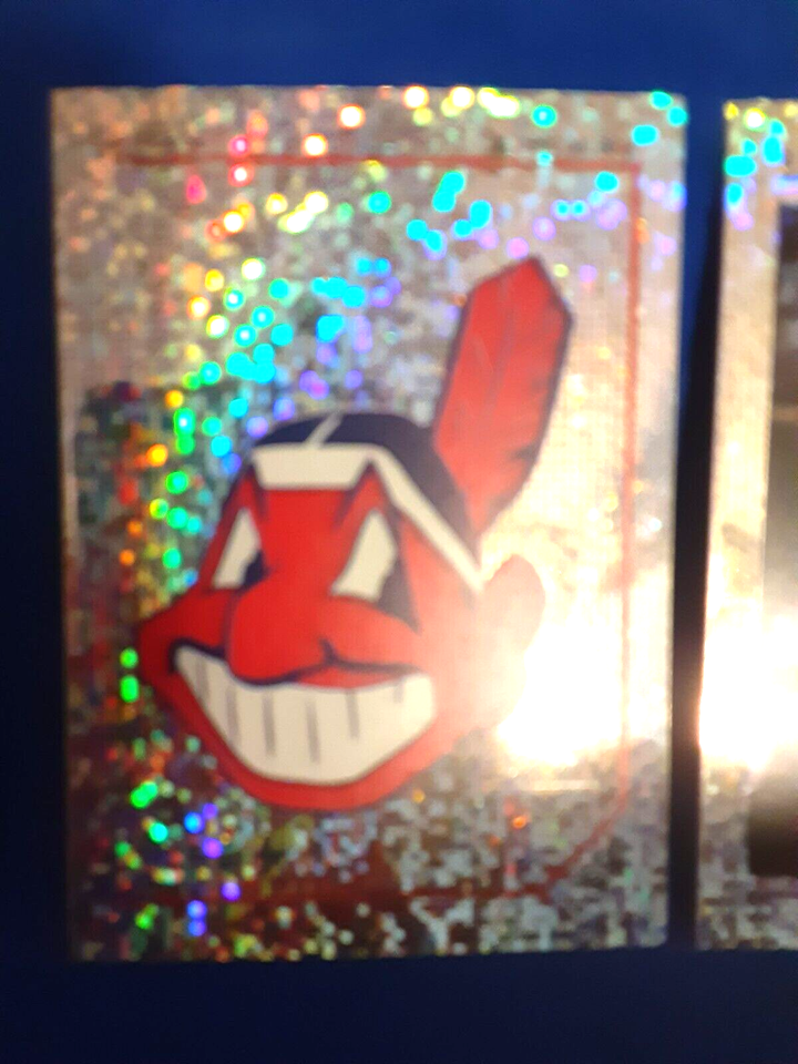 1992 PANINI CHIEF WAHOO STICKER RARE GLITTER SPARKLE cleveland indians ...