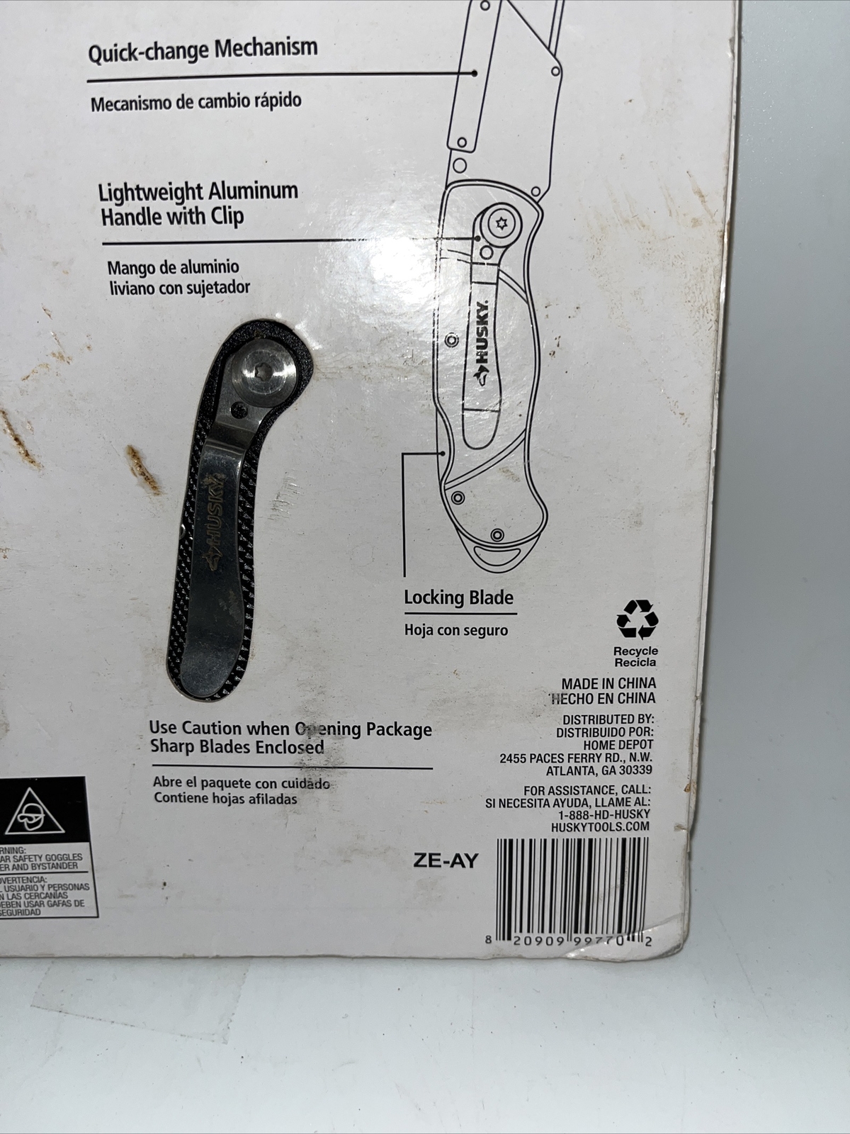 Husky 2- Pack Sure - Grip Folding Lock- Back Utility Knife 10 Blades ...