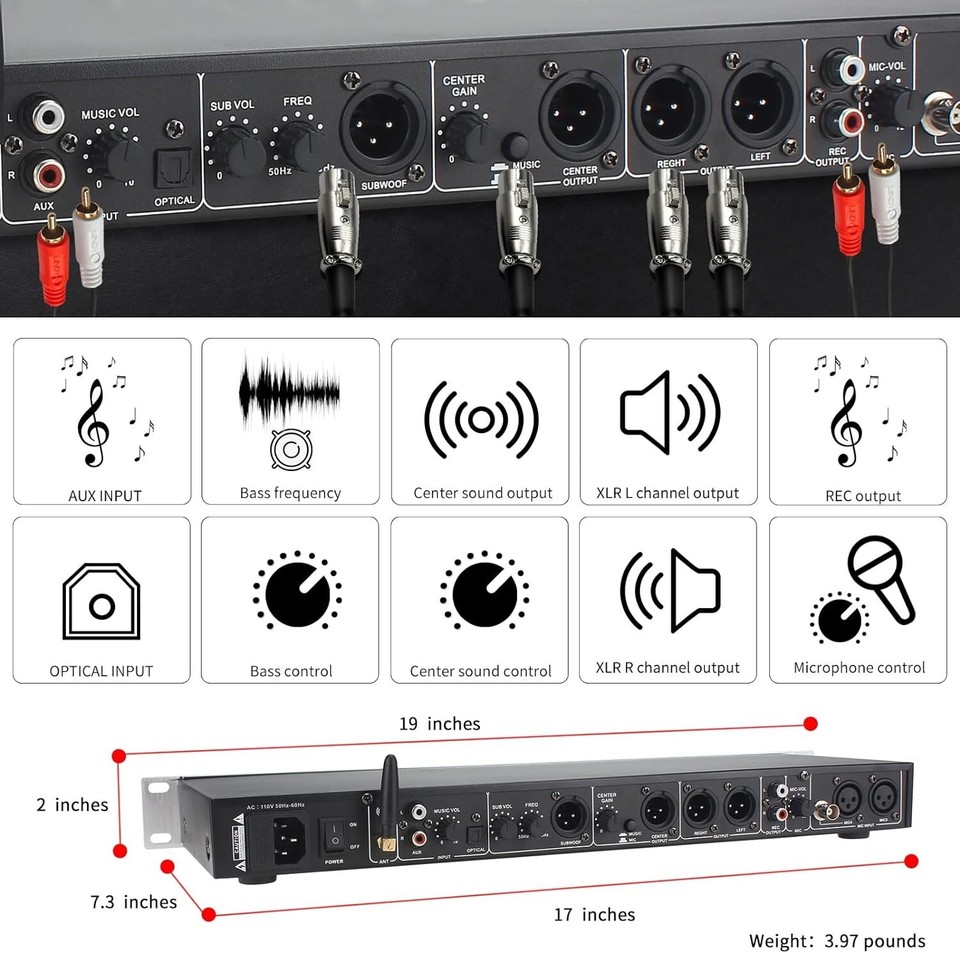FX8 III Pro KTV Digital Pre-stage Effector, Anti-Howling, 4-Input Echo ...