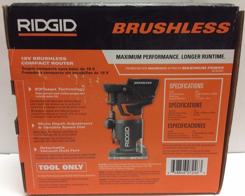 RIDGID R860443B 18V OCTANE Cordless Brushless Compact Router for sale ...