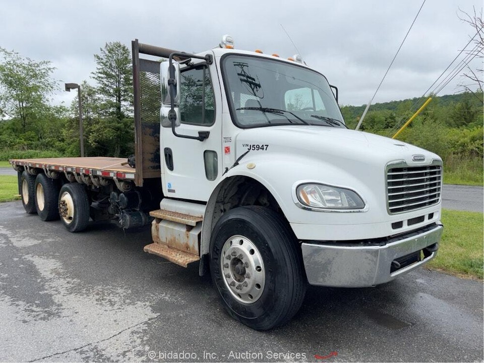 2012 Freightliner M2102 Tri/A Flatbed Forklift Mount Truck Cummins ...