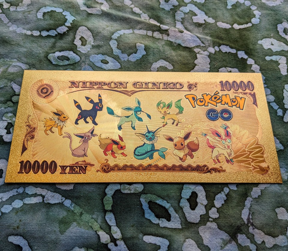 Rare FULL 13 piece Collectable 24k Gold Foil Plated Pokemon Banknote ...