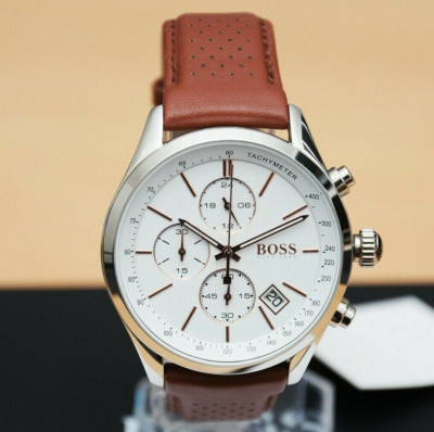 NEW NEW BOSS 1513475 GRAND PRIX BROWN LEATHER STRAP MENS WATCH UK | eBay UK