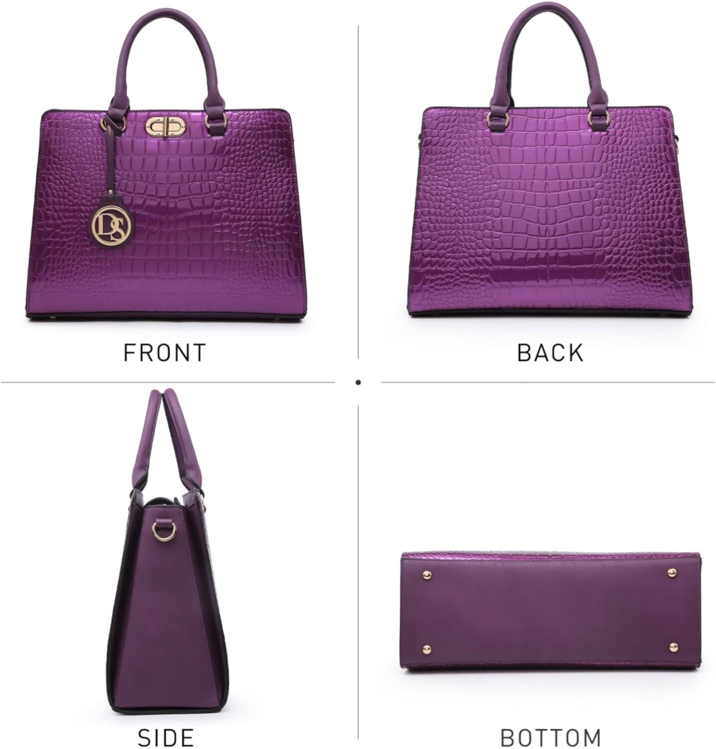 Dasein Women Handbags Purses Ladies Work Purse Large, 0alligator Purple ...