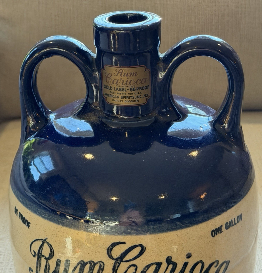 Vtg. Carioca Rum Stoneware Jug Crock 1 Gallon San Juan Puerto Rico 11 ...