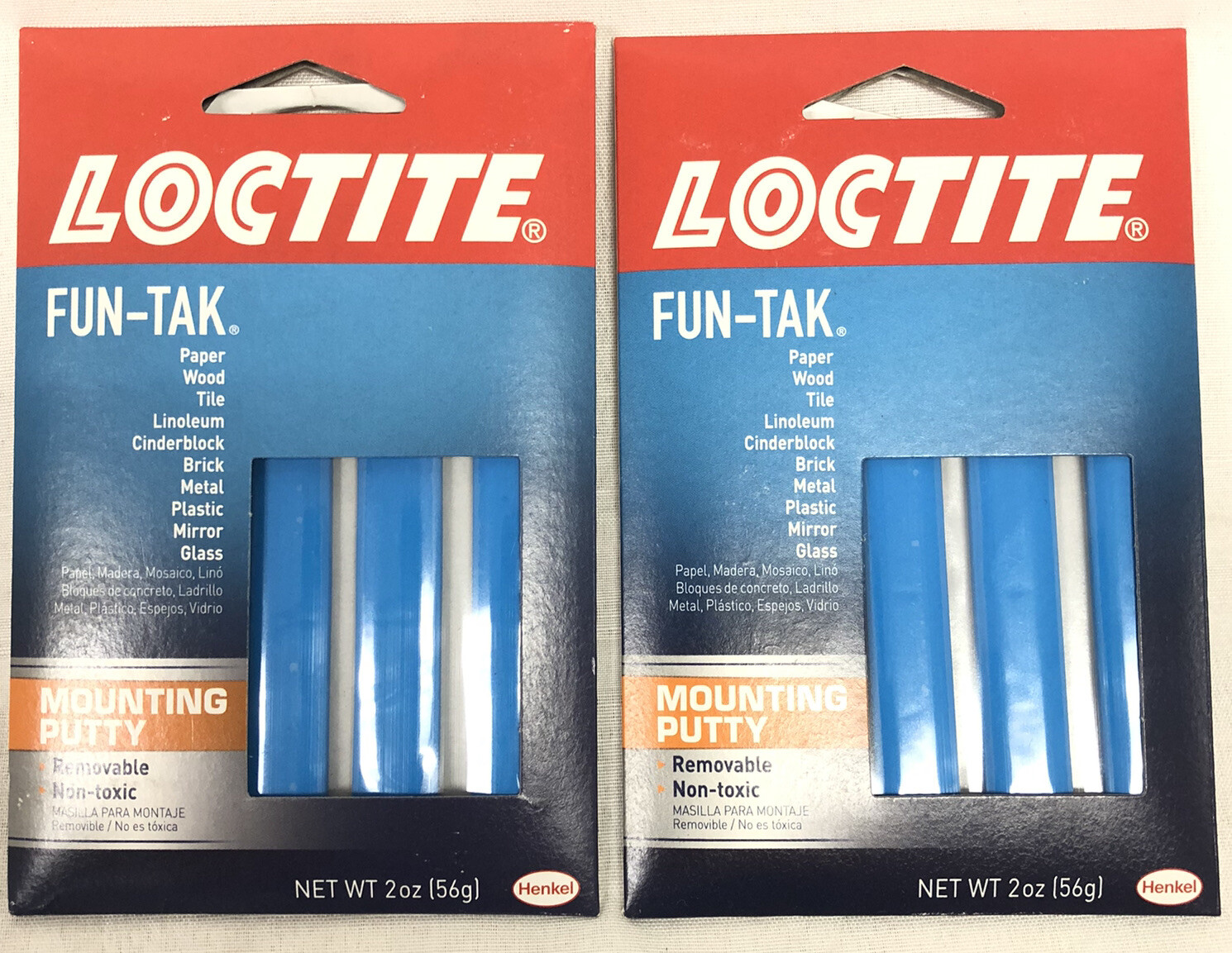 2 Packs of Loctite Fun-Tak Mounting Putty New 2oz Each Removable Non ...