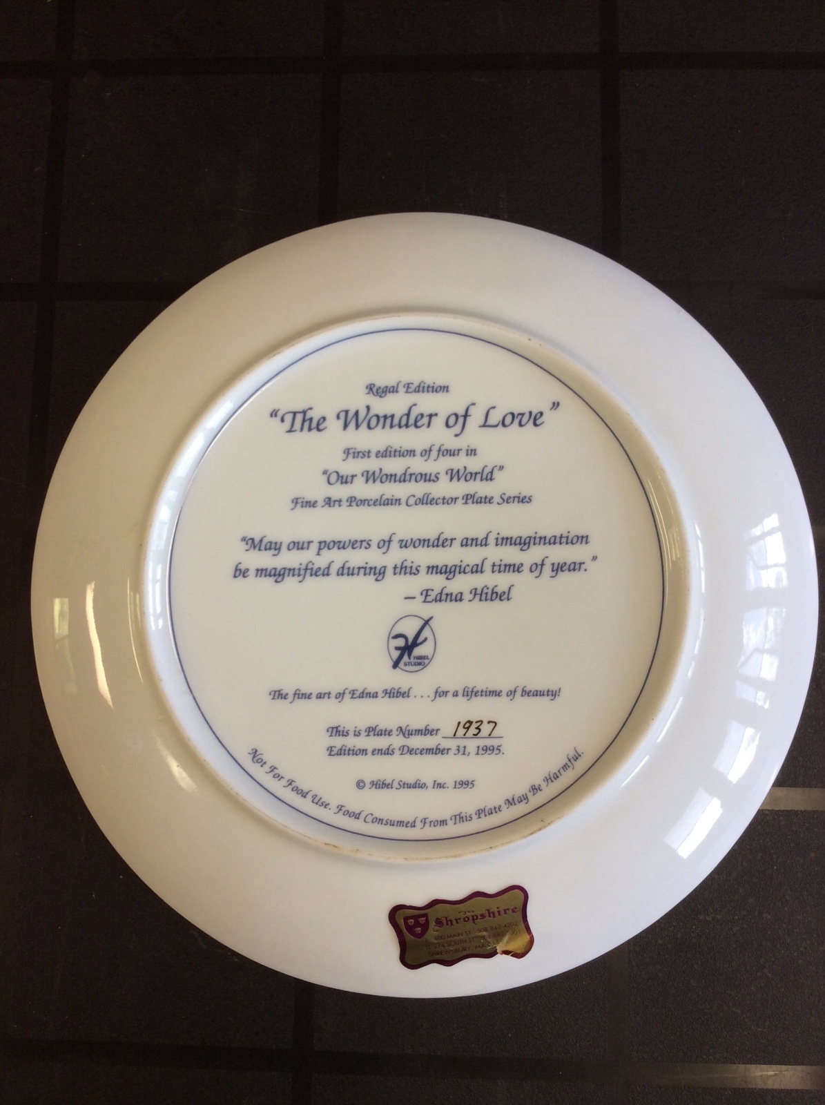 EDNA HIBEL The Wonder of Love Limited Edition Plate Excellent condition ...