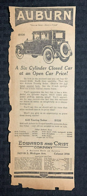 1923 EDWARDS & CHRIST CO. 5x12" Print Ad G/VG 3.0 Auburn 6-43 Touring ...