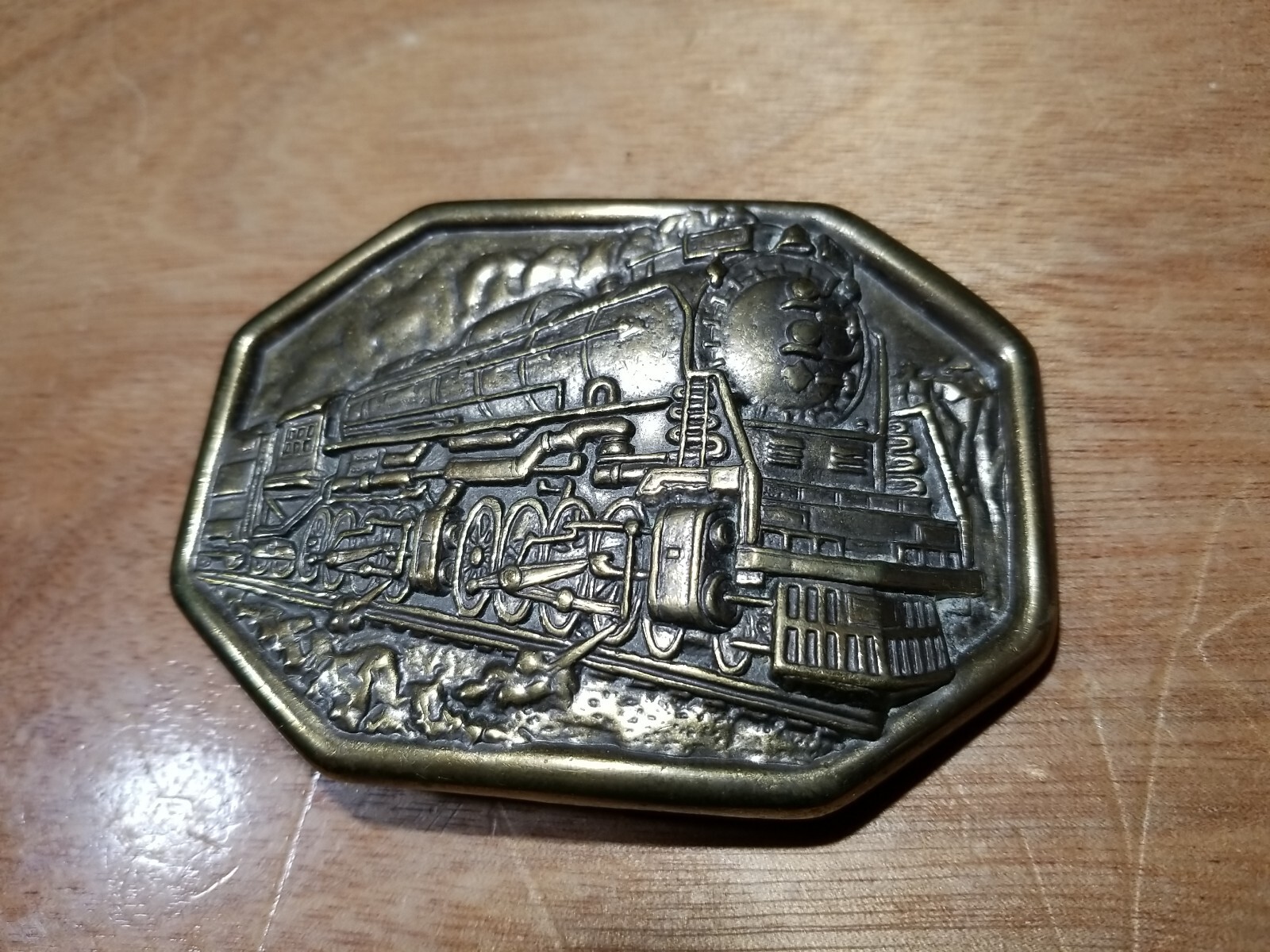 Vintage Embossed Locomotive Train Brass Belt Buckle A… - Gem