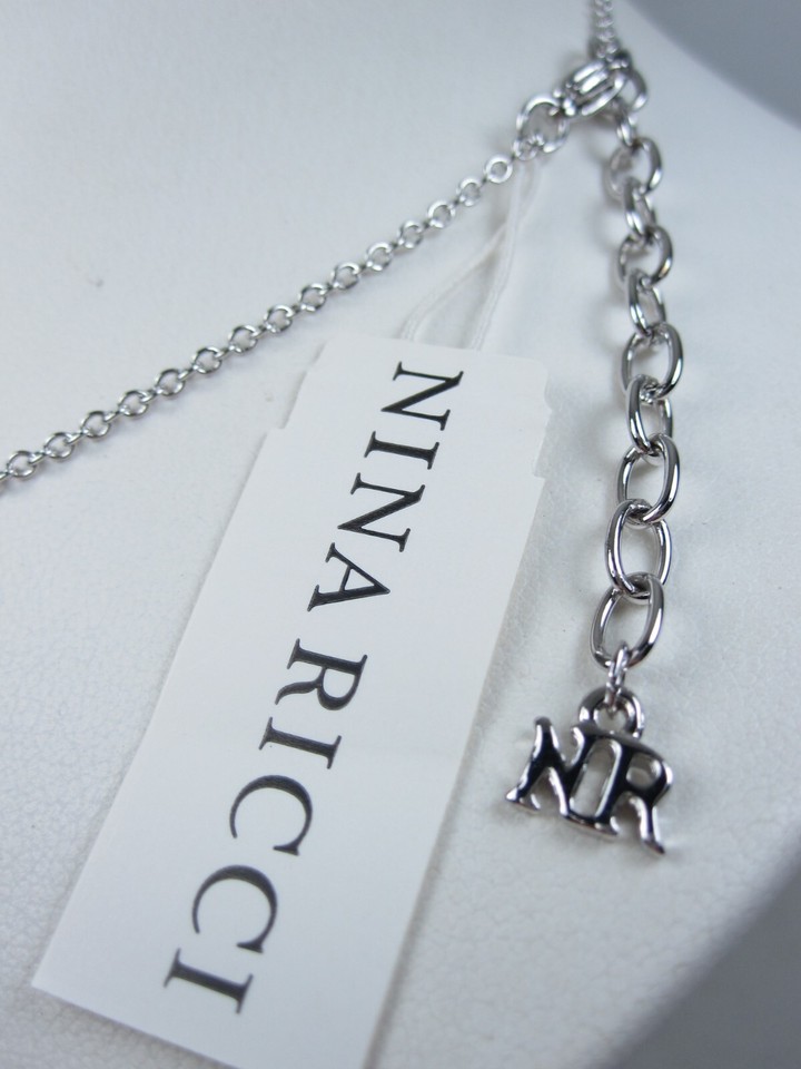 Nina Ricci Rhodium Plated Pendant with Swarovski Crystals 16-18" - 3893 ...