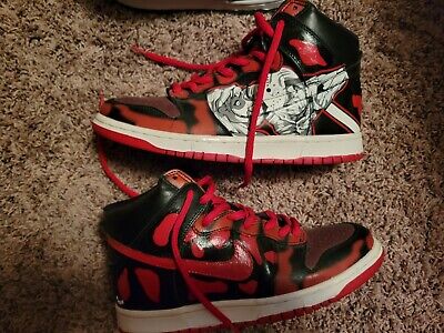 Painted Friday The 13th Jason Custom Dunk MEN 10 RED BLACK HORROR Movie ...