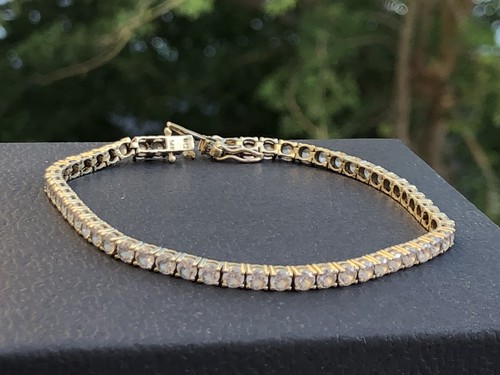 14k Yellow Gold Tennis Bracelet Lab Created Diamonds Hallmark 7” | eBay