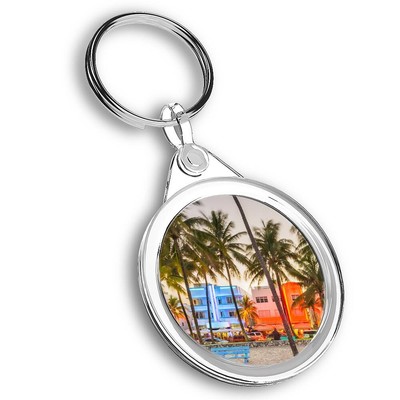 1x Round Keyring Miami Beach Florida Ocean Drive #51442 | eBay