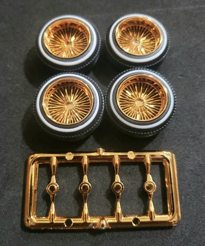 1/24 -1/25 scale model Dayton style GOLD medium wire wheels & Tires | eBay