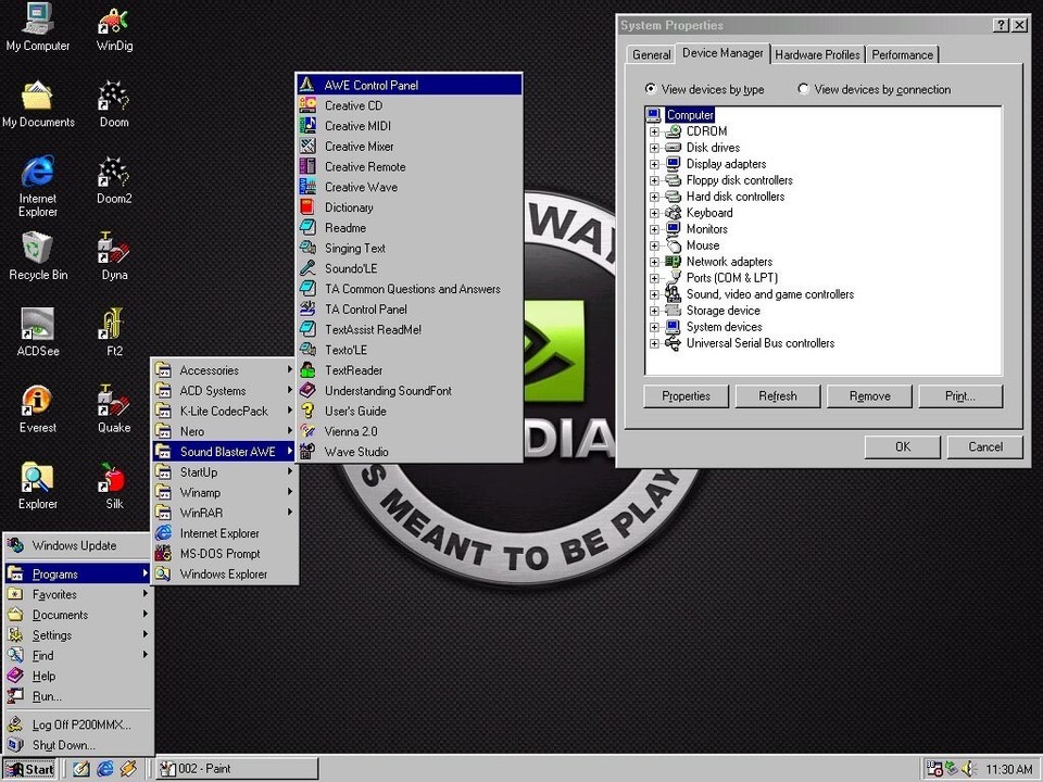 Retro DOS game PC Pentium 200Mhz MMX, 32Mb RAM, Nvidia Vanta, AWE32 ...