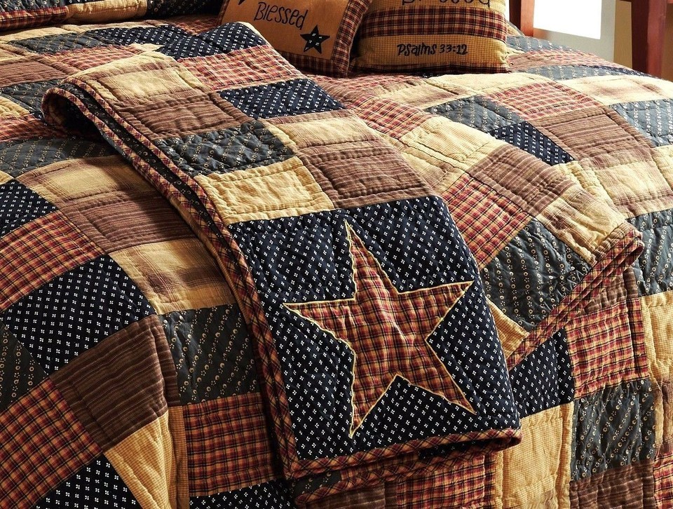 US Flag Inspired Blanket Throw Hand Quilted Patchwork Red Blue ...